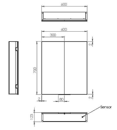 HIB Exos 60 LED Mirror Cabinet - 53600