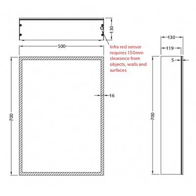 HIB Qubic 50 LED Mirror Cabinet - 46400